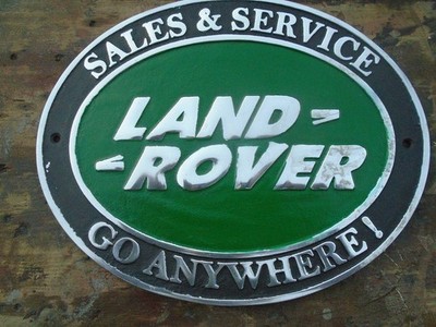 Cast aluminium Land Rover Sales & Service sign, 4x4, Defender, garage ...