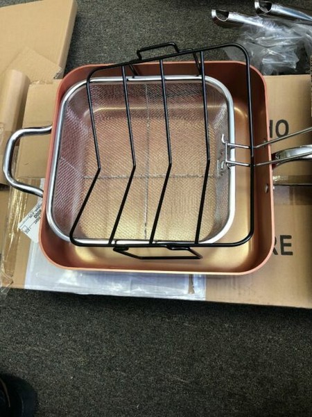 Simply Ming 7.5 Quart Square Pan With Glass Lid and Stainless Steel ...