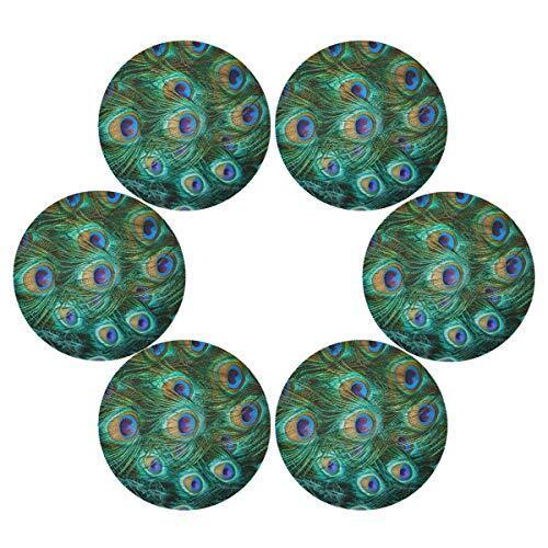 Round Placemat Animal Peacock Feather Polyester Heatresistant Table ...