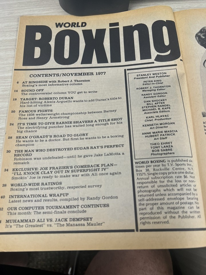 MUHAMMAD ALI - FRAZIER WORLD BOXING NOVEMBER 1977 MAGAZINE | eBay