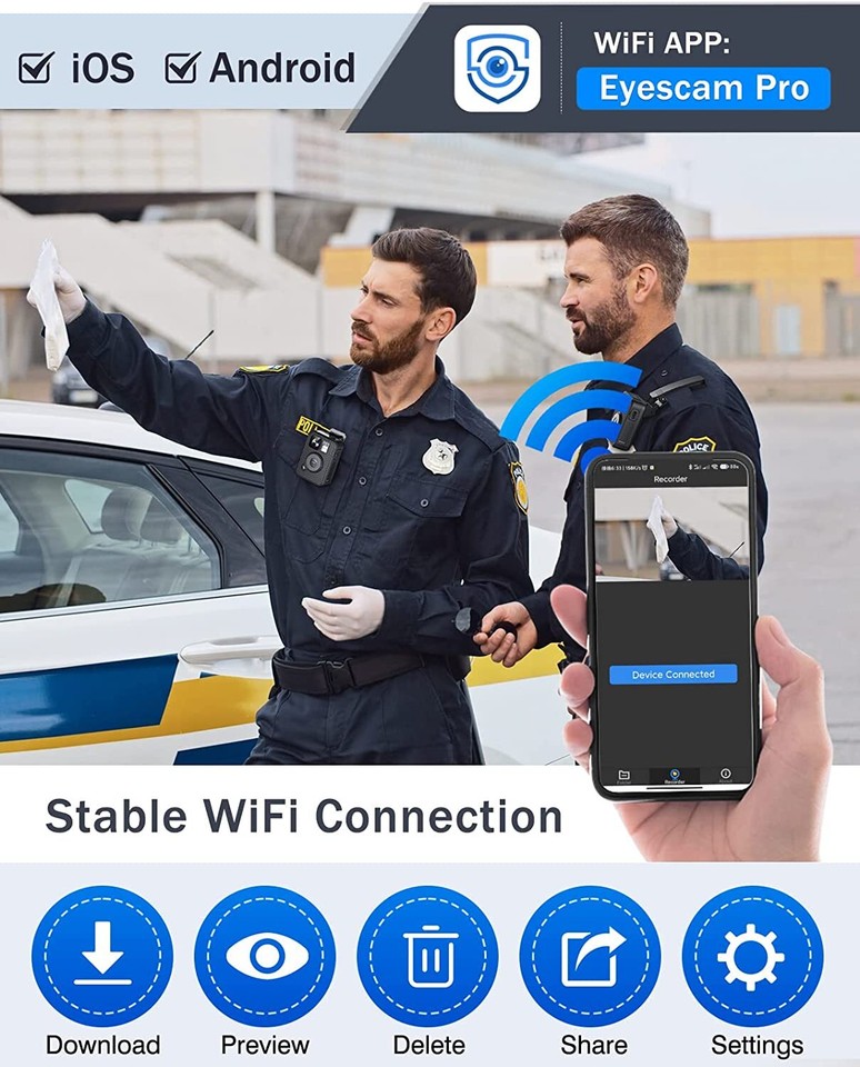 BOBLOV Police Body Camera with Audio GPS WiFi Camcorder Car Dash Cam ...