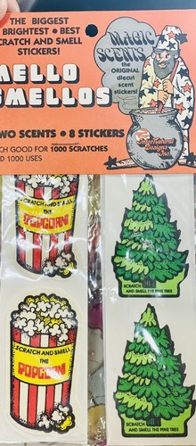 Vintage Scratch N’ Sniff Stickers- Mello Smello, Popcorn & Pine! | eBay