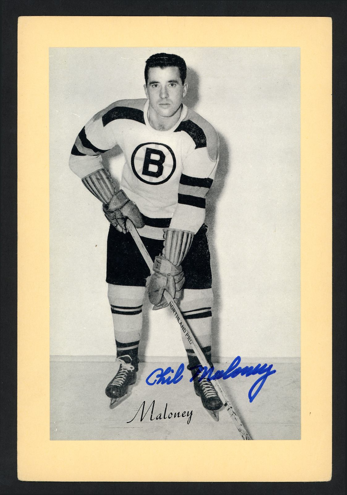 Phil Maloney Autographed Signed 1944-63 Beehive 4.5x6.5 Photo Bruins ...