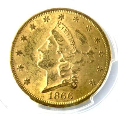 1866-S $20 Gold Double Eagle- Motto-PCGS MS60!- Rare Coin! | eBay