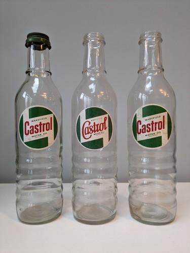 Three Vintage Castrol Wakefield Motor Oil Glass Quart Bottles | eBay UK