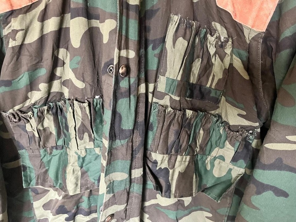 Vintage Laurel French Euro camo hunting shooting jacket suede shoulder ...