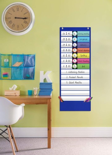 Daily Schedule Pocket Chart,Class Schedule with 13 Cards,13+1 Pockets ...