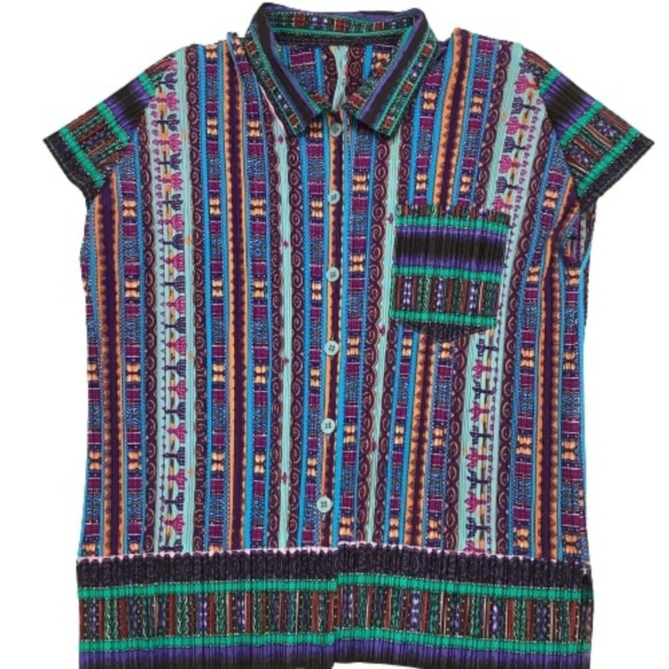 Used Issey Miyake Shirt Cardigan All Pattern Asian Taste Ethnic Bl ...