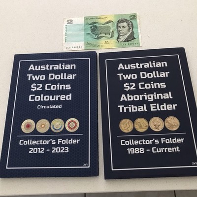 Australian $2 coin collection 1988- with folders with 106 coins (no red ...