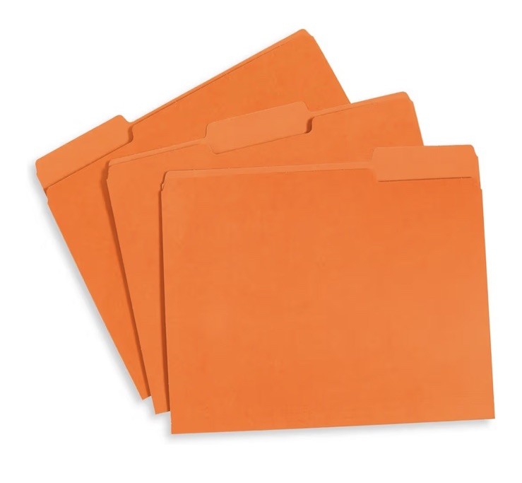 Blue Summit Supplies Color File Folders, Letter Size, 1/3 Cut, Orange ...