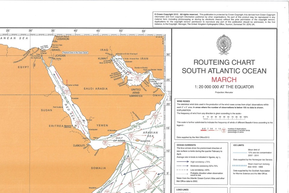5125(3) Routeing Chart South Atlantic Ocean March Chart Marine Wall ...