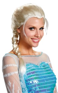ADULT DISNEY FROZEN MOVIE ELSA BLONDE BRAIDED PONYTAIL WIG COSTUME ...