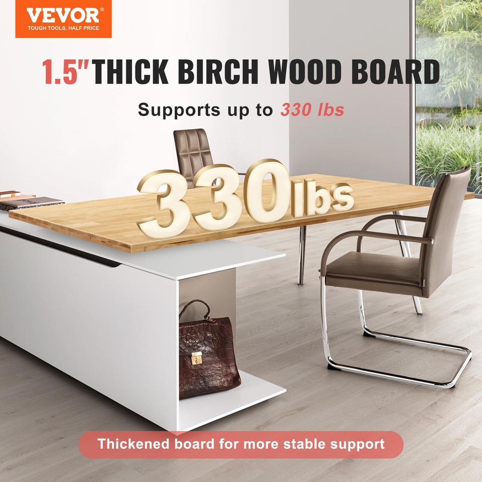 VEVOR Table Top Solid Wood Desk Top 29.5" x 23.6" x 1.5" Rectangular ...