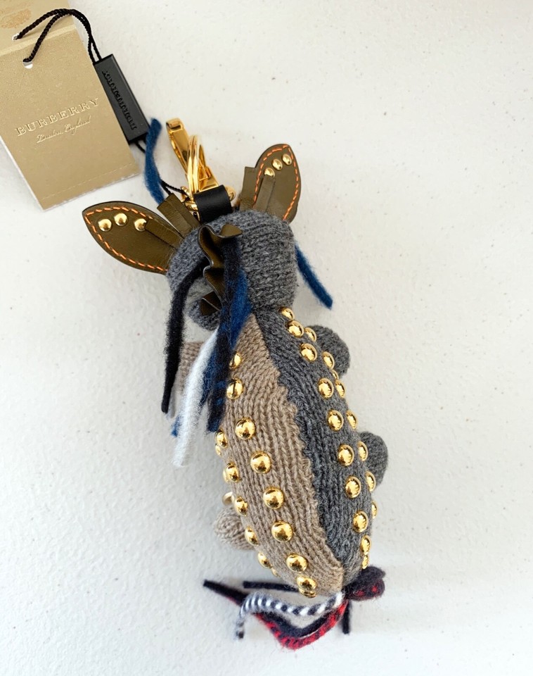 $395 Burberry Mable The Donkey Studded Leather Bag Charm Stuffed Animal ...