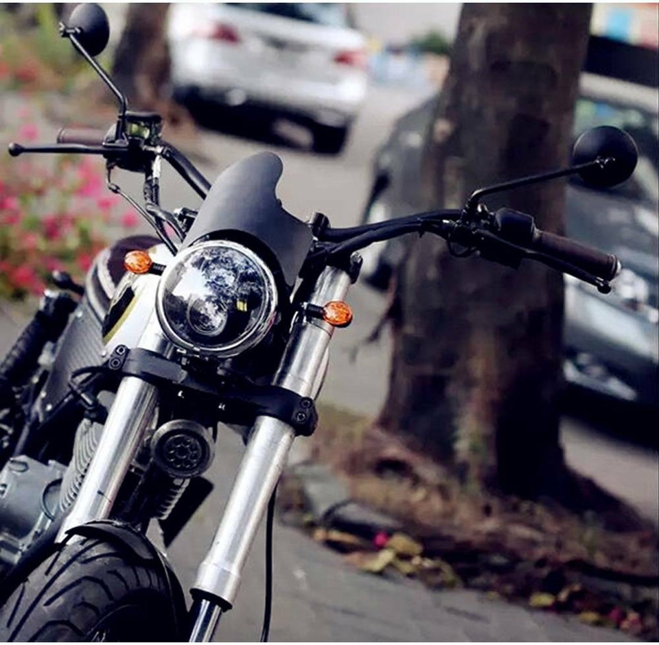 Motorcycle Long Stem Rearview Mirrors For Harley Cruiser Bobber Chopper ...