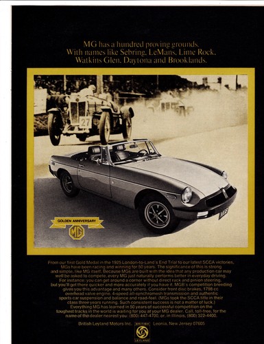 Vintage MG 1975 Print Ad British Leyland ~ Golden Anniversary Proving ...