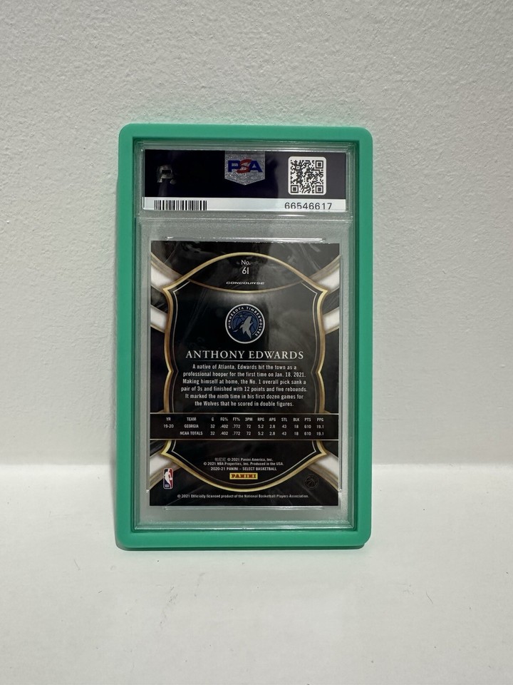 2020 Panini Select Anthony Edwards Blue Retail #61 Rookie RC PSA 10 GEM ...