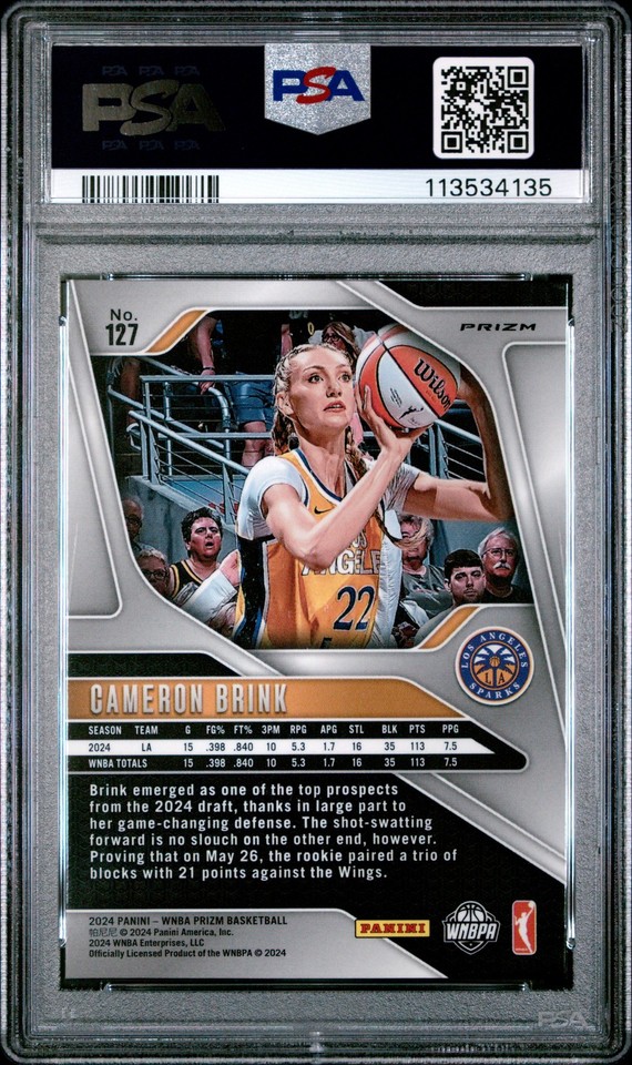 2024 Panini Prizm WNBA #127 Cameron Brink Rookie Logo SP PSA 10 GEM ...