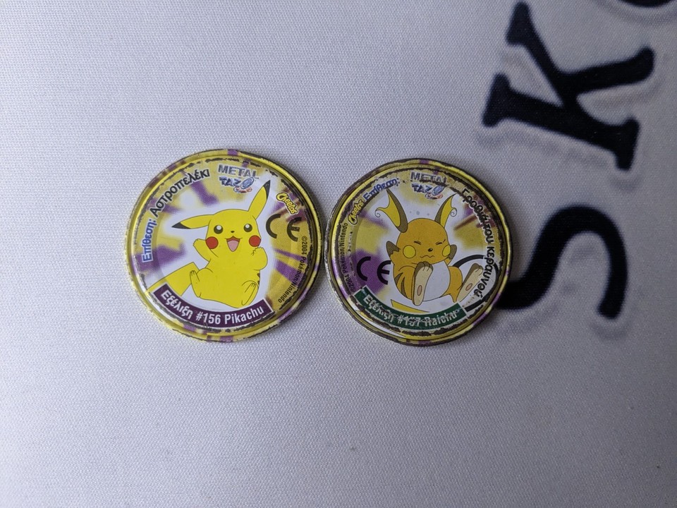 Pichu Pikachu Raichu Evolution Pokemon Advanced Metal Tazos | Rare 2004 ...