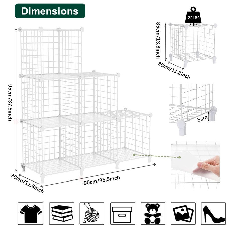 Wire Cube Storage Organizer Closet Organizers And Storage Metal 6 Cube ...