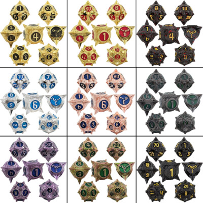 7Pcs Solid Meteor Hammer Metal Dice Suitable for DND Role-Playing RPG ...