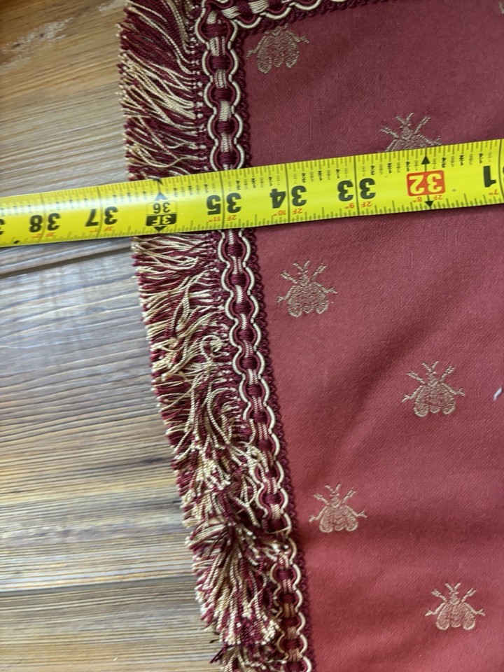 Bee Fringed Table Topper 36”x 39” Maroon & Beige Table Runner Scarf ...