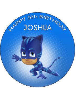 CATBOY PJ MASKS (2)19cm Round PERSONALISED Edible Image ICING Sheet ...