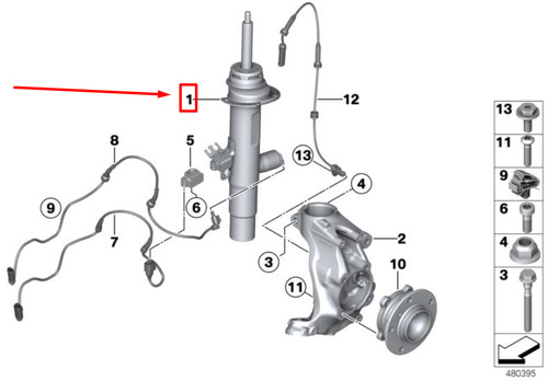 NEW BMW 3 F30 FRONT RIGHT SHOCK ABSORBER 6874518 37116874518 ORIGINAL ...