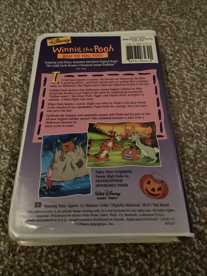 Winnie the Pooh - Boo to You Too (VHS, 1997) 786936034301 | eBay