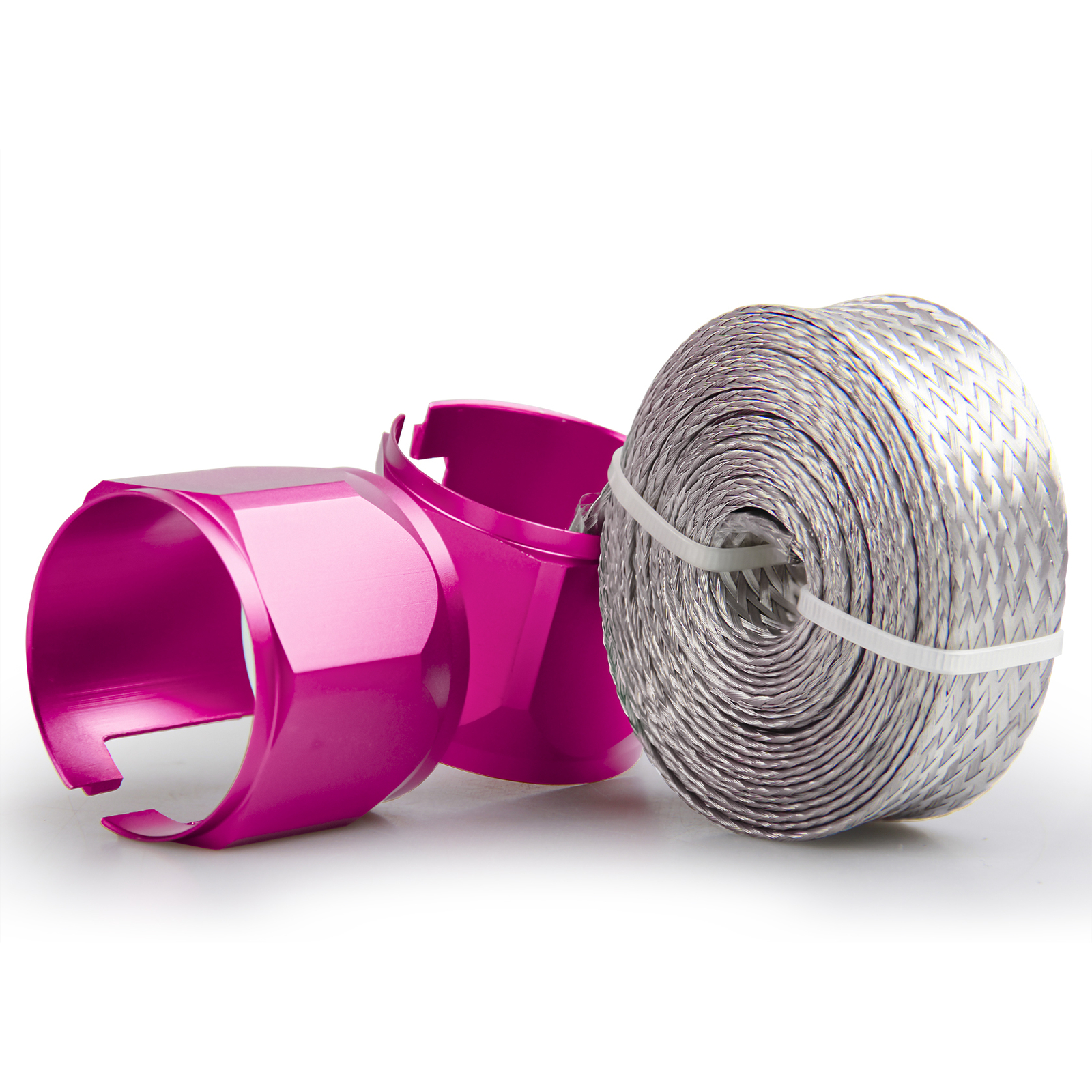 8090 Red Flex-Braided Hose Sleeve Kit with Anodized Aluminum Hose Clamp ...