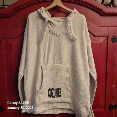 Cozumel Mexico XL Baja Hoodie Drug Rug Ivory Cozumel on Back Jacket ...
