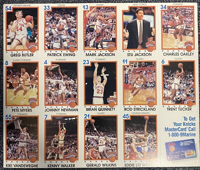1989-1990 Marine Midland Bank Uncut Sheet Basketball Cards New York ...