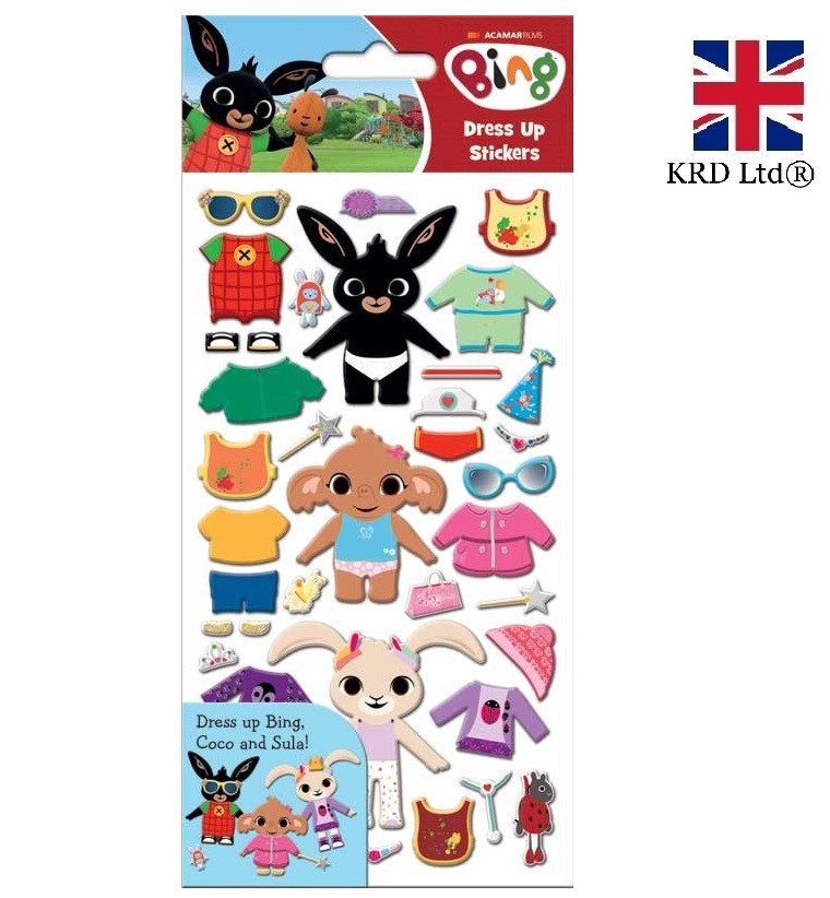 BING DRESS UP STICKERS Reusable Dressing Doll Sula Party Bag Filler ...