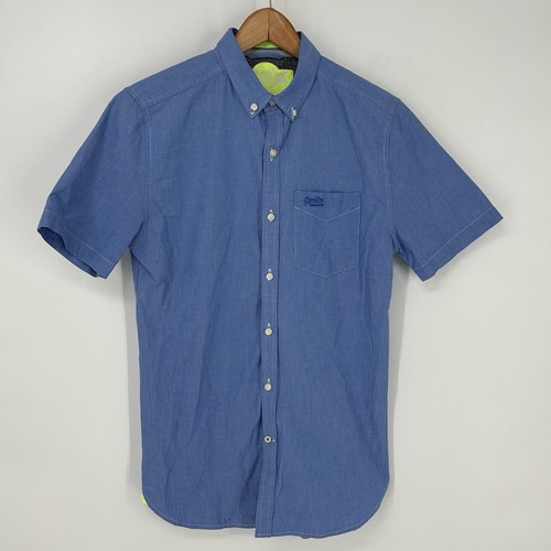 Superdry Shirt Mens Small Blue Short Sleeve Button Down | eBay
