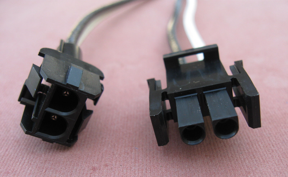Molex 2-Pin Black Wire Connectors 12" plus wires 1 male/female locking ...