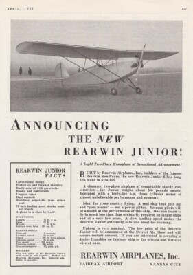 1931 Rearwin Junior Aircraft ad 1/29/2024a | eBay