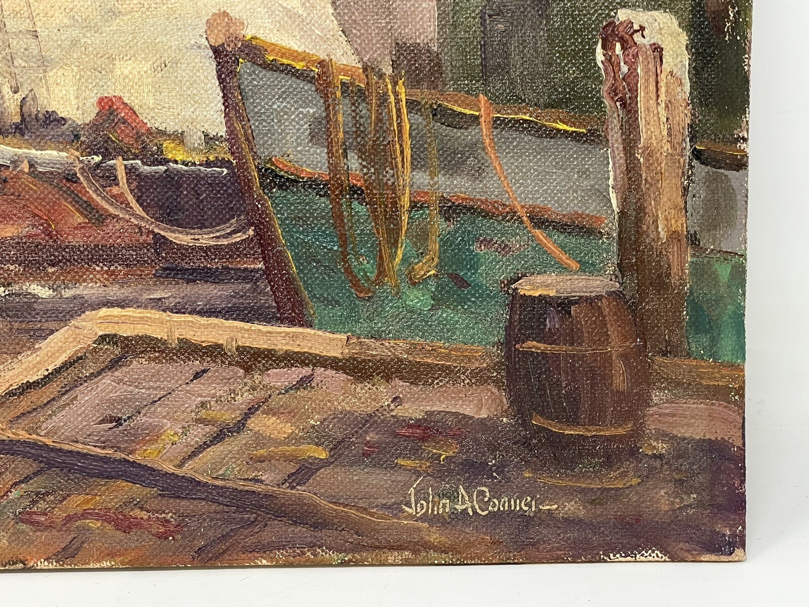 John Anthony Conner Harbor Scene Oil Painting California Plein Air ~ 9 ...