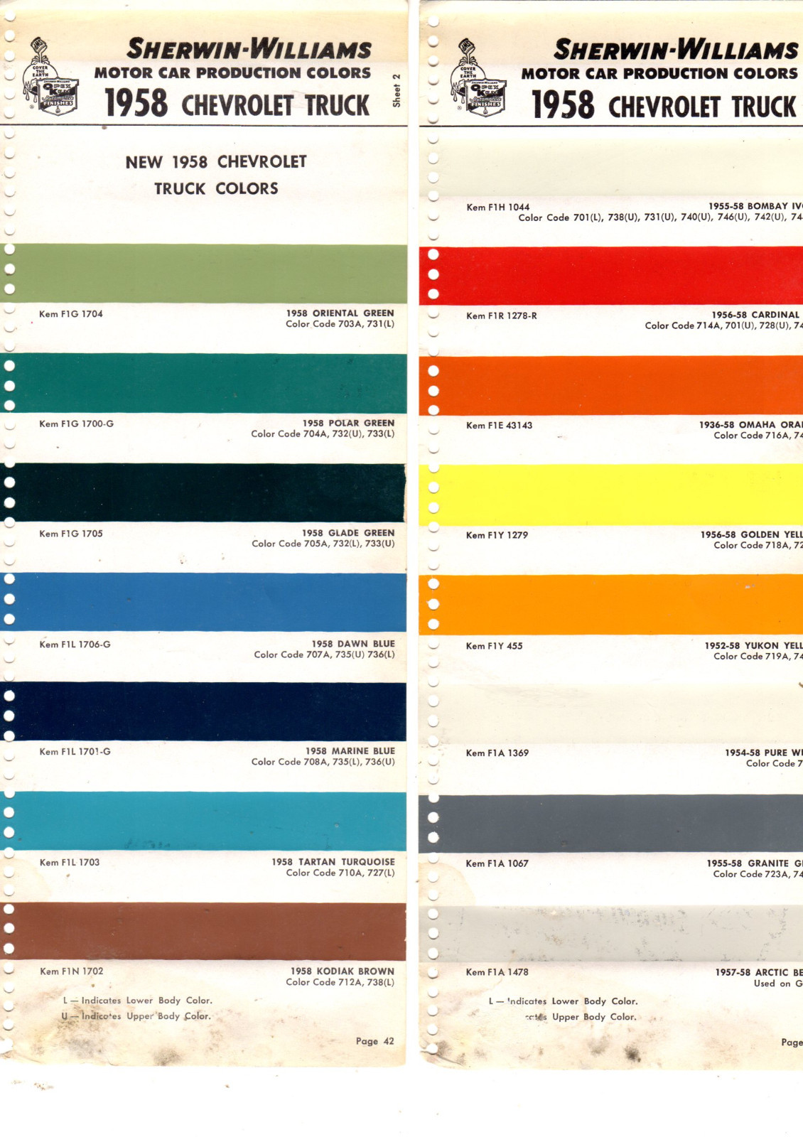 1954 1955 1956 1957 1958 CHEVROLET TRUCKS PAINT CHIPS 58 SHERWIN ...