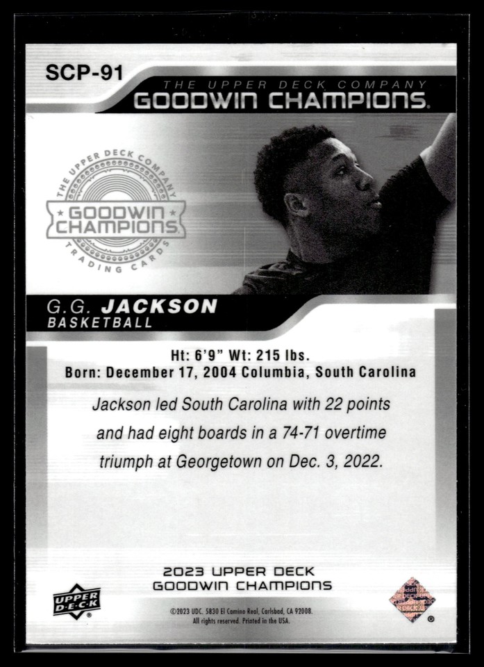 G.G. Jackson 2023 Upper Deck Goodwin Champion Splash of Color Card #SCP ...