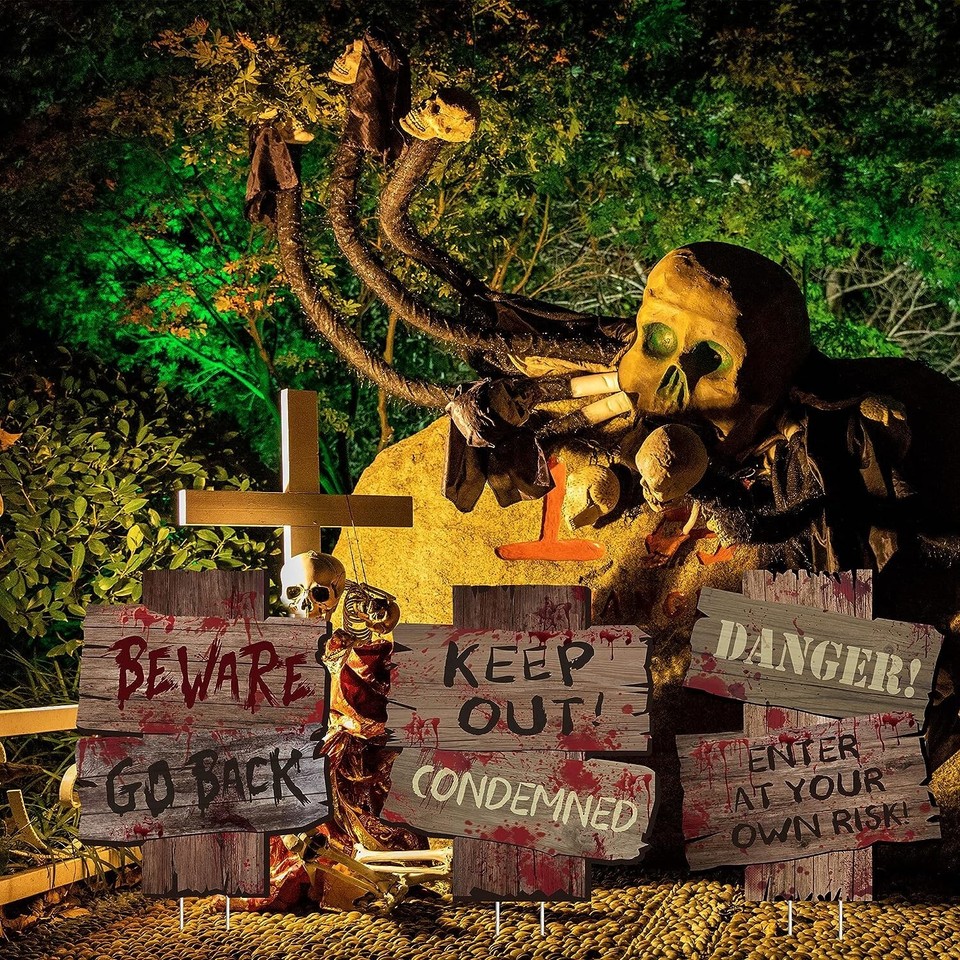 Fun Scary Yard Signs - Outdoor Decorations, 3 Pack Outdoor Stakes ...
