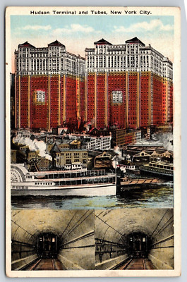 Hudson Terminal and Tubes New York City NYC Postcard Vintage History | eBay