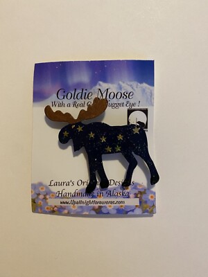 goldie moose AK alaska flag alaskan railroad gift shop pin | eBay