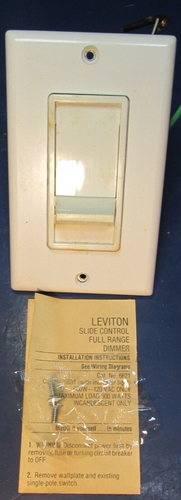 Leviton Decora 6631-W Single Pole Slide Dimmer Illuminated 600W-120VAC ...