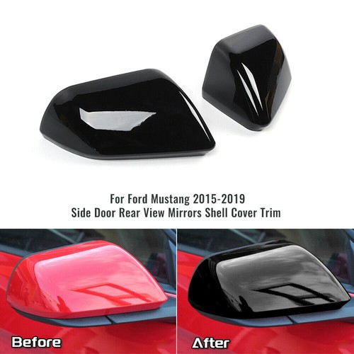 Gloss Black ABS Side Rearview Mirrors Caps Cover Trim For Ford Mustang ...