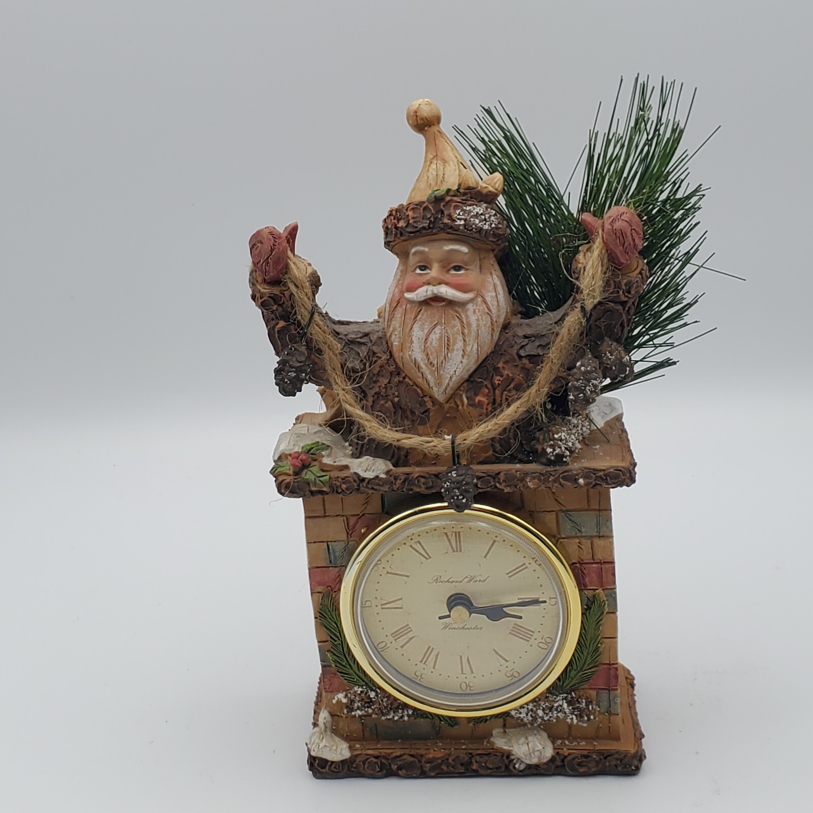Richard Ward Winchester Christmas Santa Clock 7.5” Tall. Tested WORKS ...