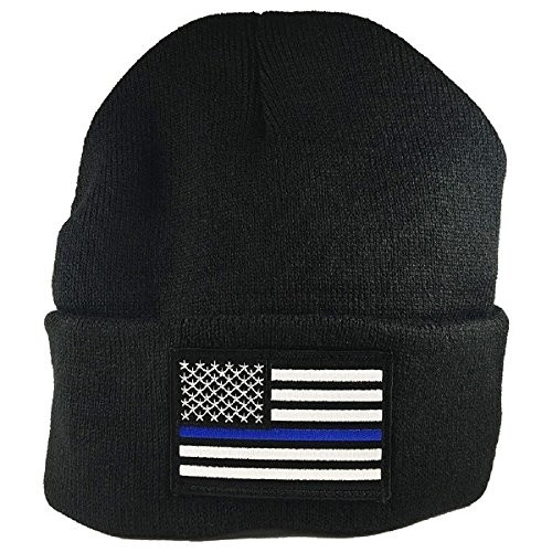 Thin Blue Line KBTBLA-AS-TLT Flag Embroidered Beanie, Black ...