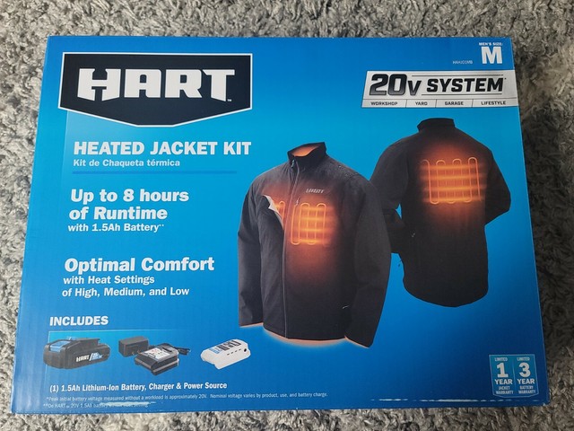 Hart Heated Jacket Kit Adjustable Heat Settings Black Men's Medium ...