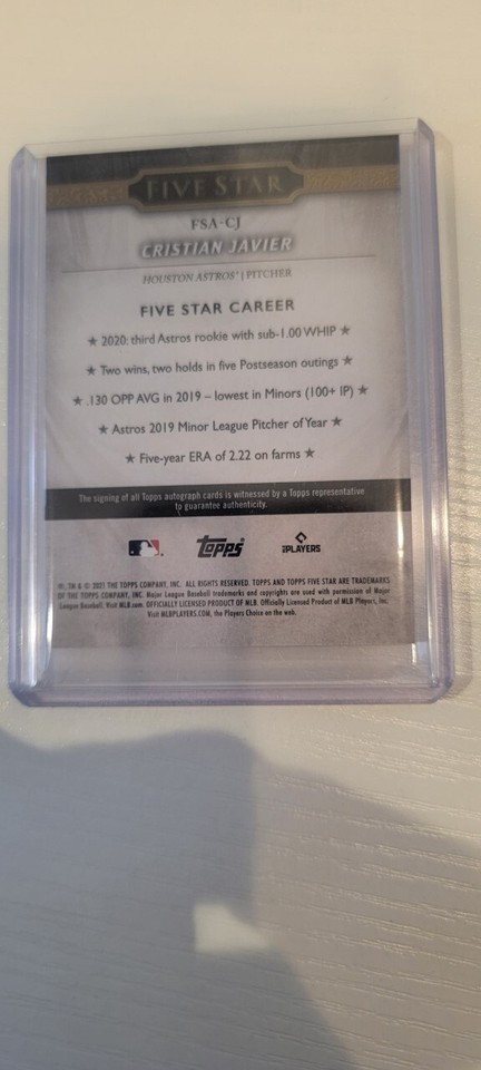 2021 Topps Five Star Christian Javier Autograph FSA-CJ Rookie | eBay
