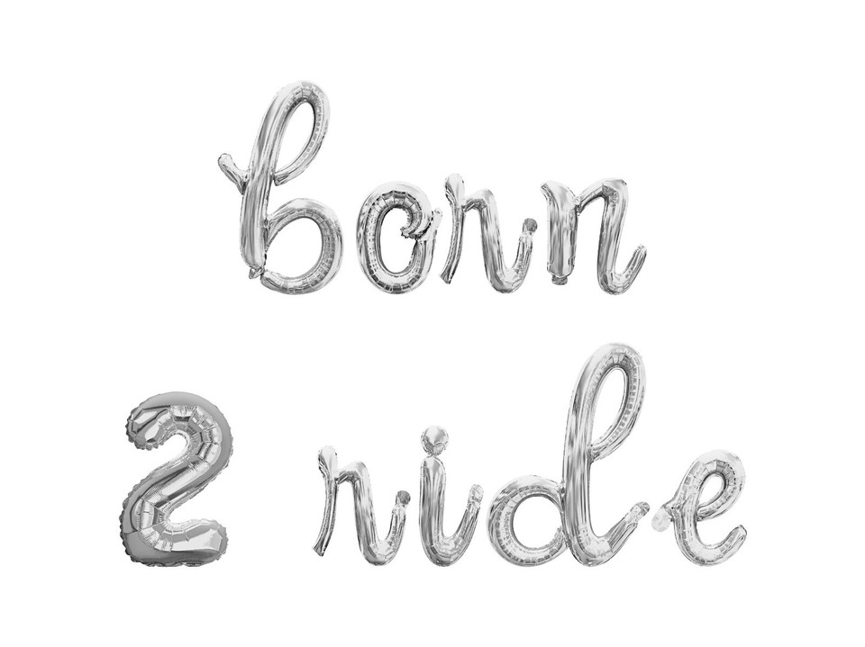 BORN 2 RIDE Cursive Letter Balloon Banner - 2nd Birthday Party ...