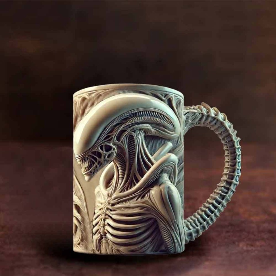 3D Xenomorph / Alien Drinking Coffee Mug - For Horror Fans Gift ...